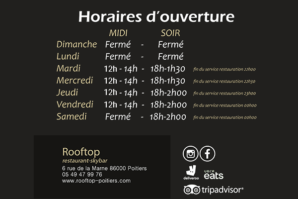 Le Rooftop, restaurant et skybar, tendance bistro gastronomique